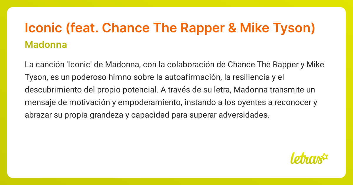 Significado de la canción Iconic (feat. Chance The Rapper & Mike Tyson ...