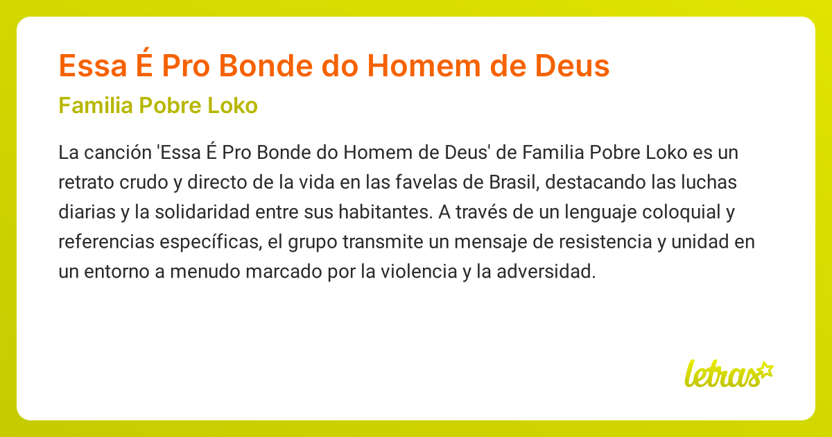 Significado de la canción Essa É Pro Bonde do Homem de Deus (Familia ...