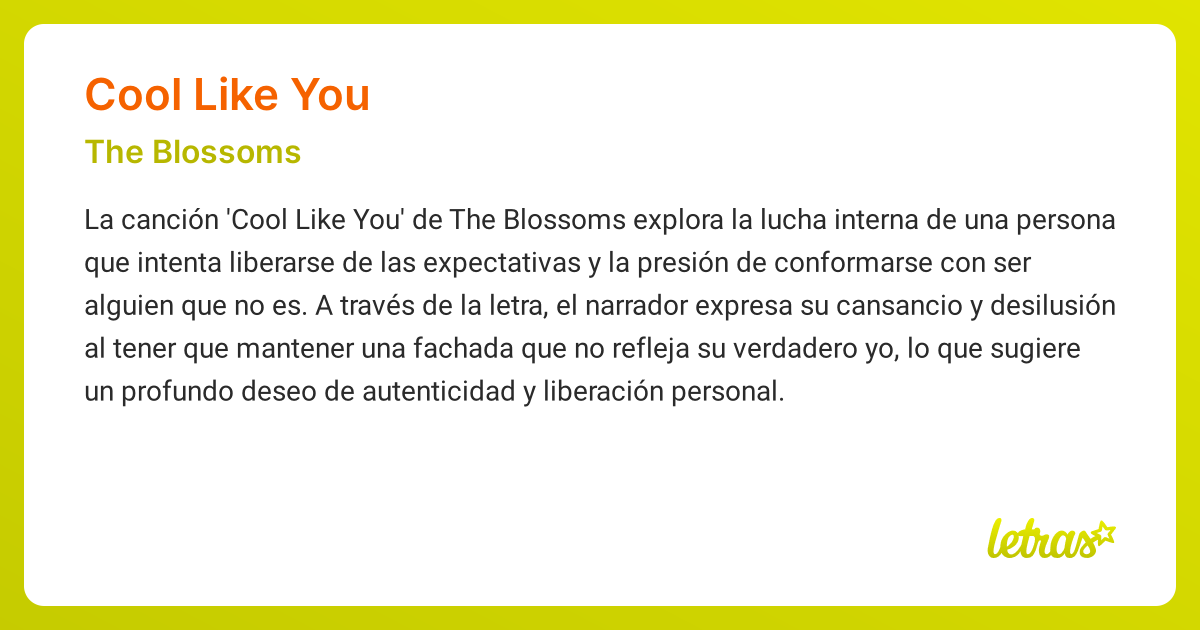 Significado de la canción COOL LIKE YOU (The Blossoms) - LETRAS.COM