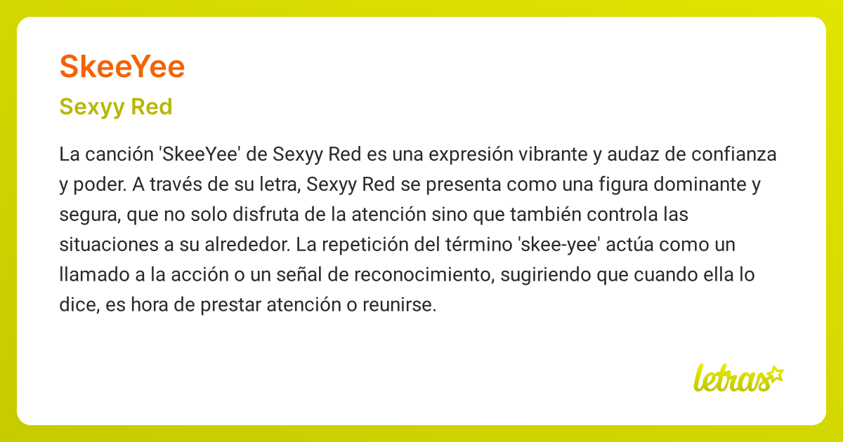 Significado de la canción SKEEYEE (Sexyy Red) - LETRAS.COM