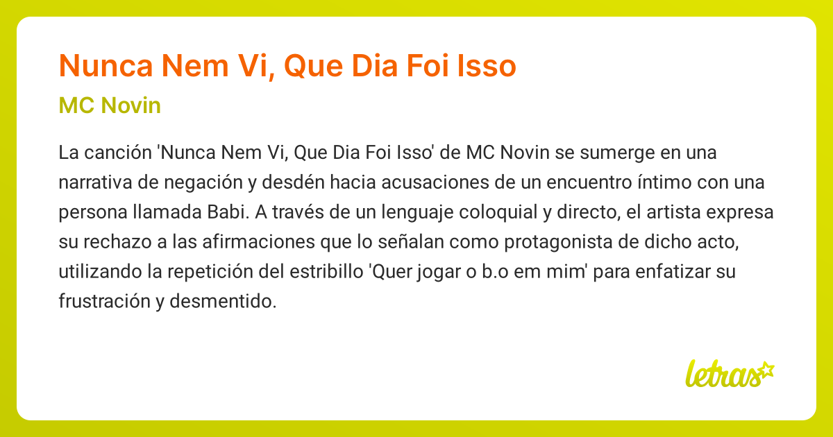 Significado de la canción NUNCA NEM VI, QUE DIA FOI ISSO (MC Novin ...