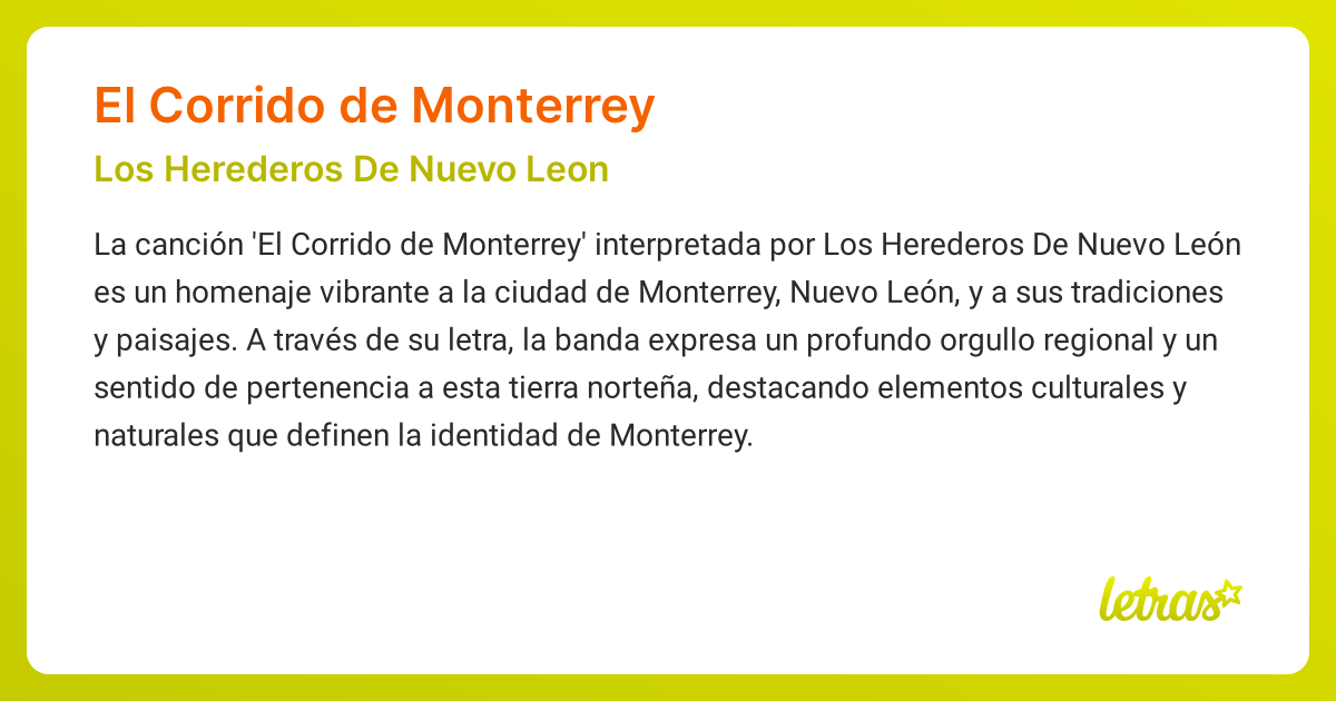Significado de la canción EL CORRIDO DE MONTERREY (Los Herederos De ...