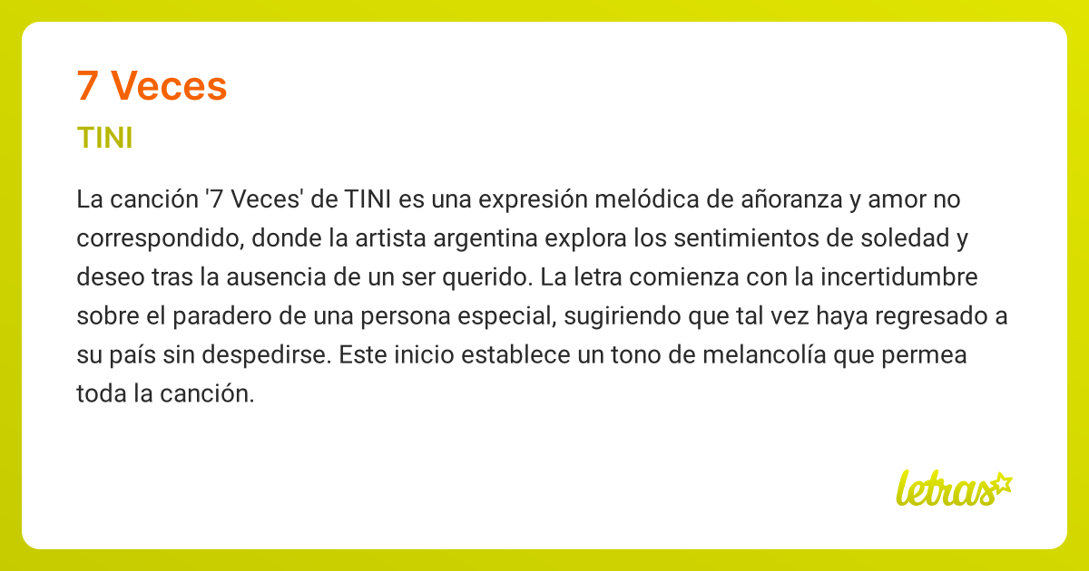 Significado de la canción 7 VECES (TINI) - LETRAS.COM