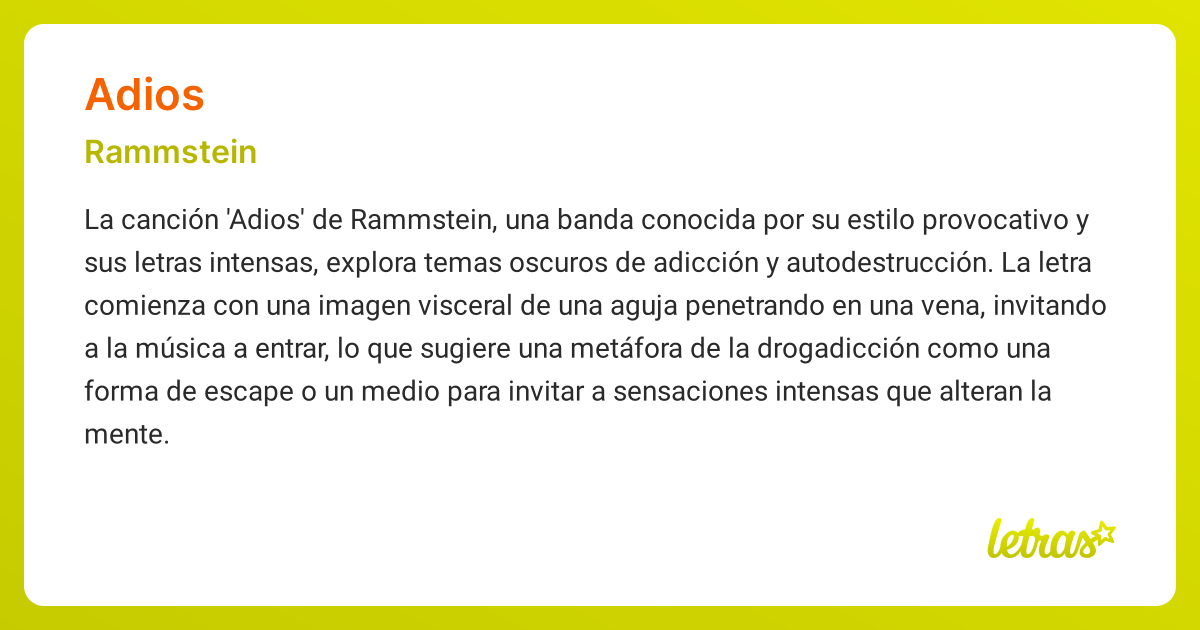 Significado de la canción ADIOS (Rammstein) - LETRAS.COM