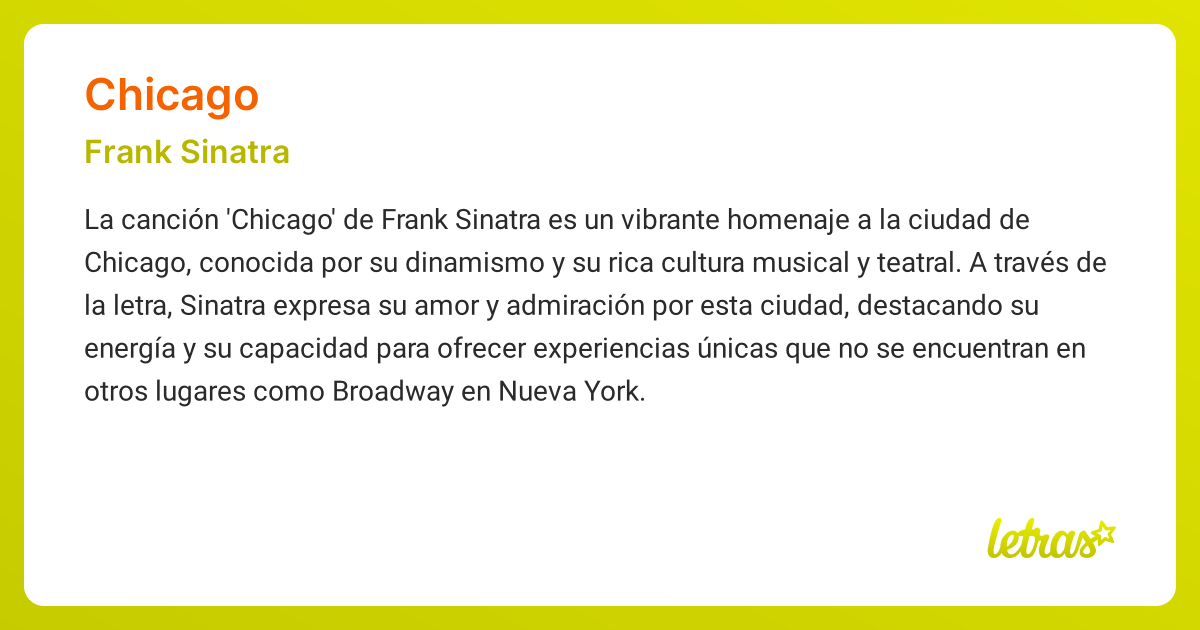 Significado de la canción CHICAGO (Frank Sinatra) - LETRAS.COM