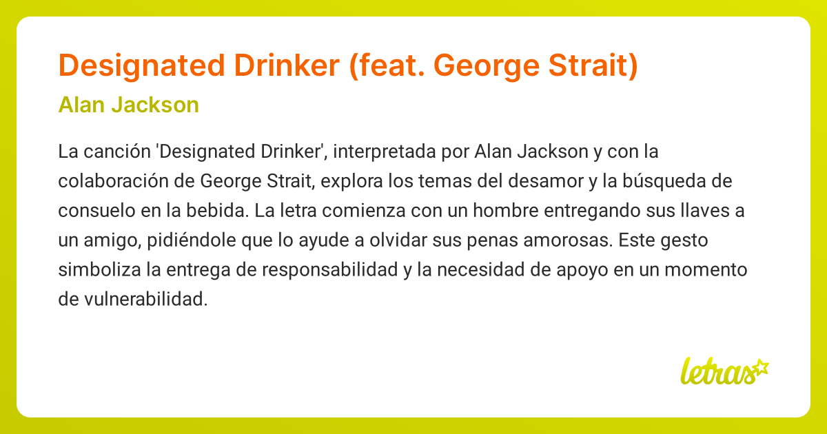 Significado de la canción Designated Drinker (feat. George Strait ...