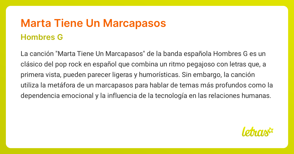 Significado de la canción MARTA TIENE UN MARCAPASOS (Hombres G ...