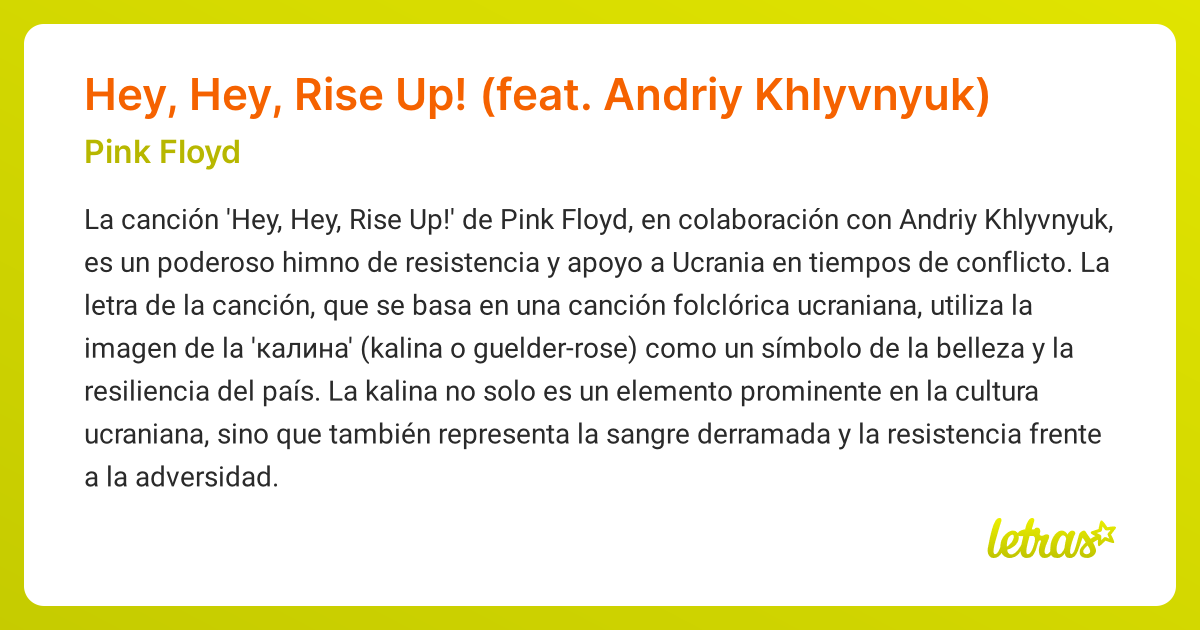 Significado de la canción Hey, Hey, Rise Up! (feat. Andriy Khlyvnyuk ...