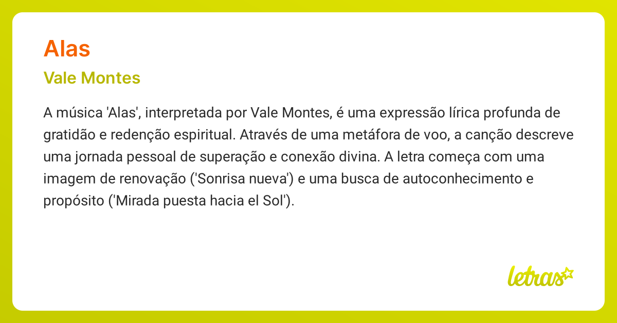 Significado da música ALAS (Vale Montes) - LETRAS.MUS.BR