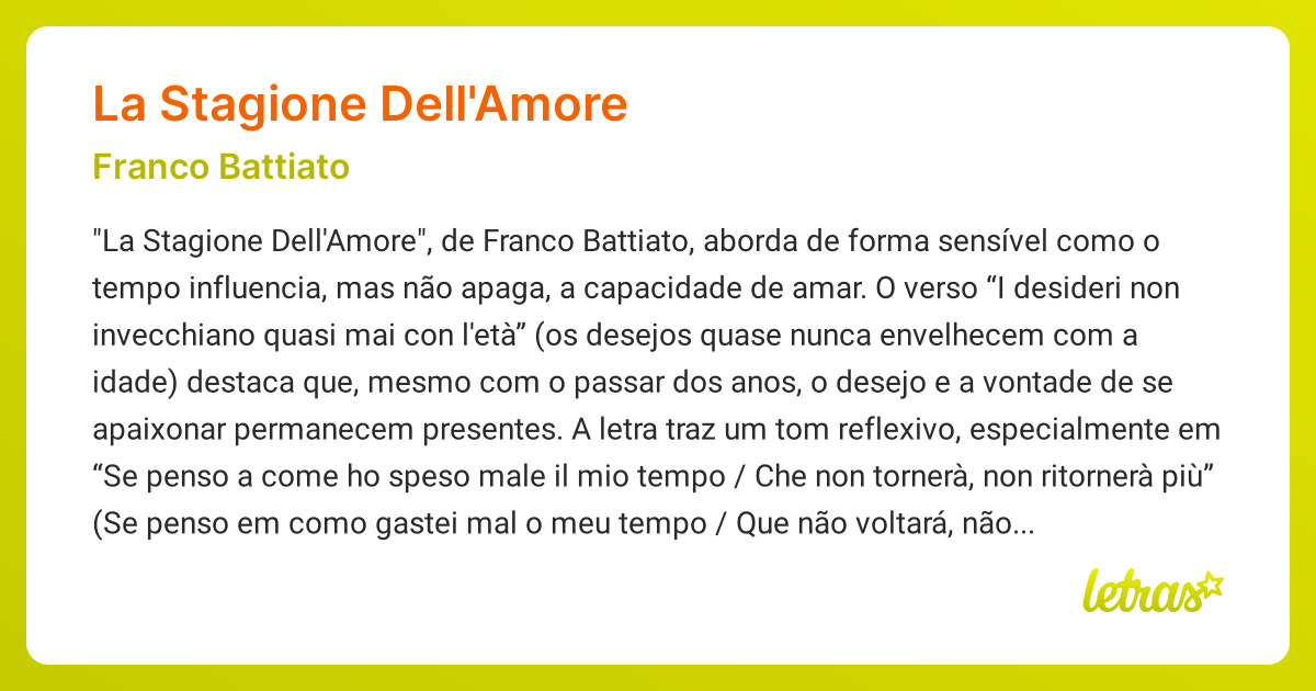 Significado da música LA STAGIONE DELL'AMORE (Franco Battiato) - LETRAS ...