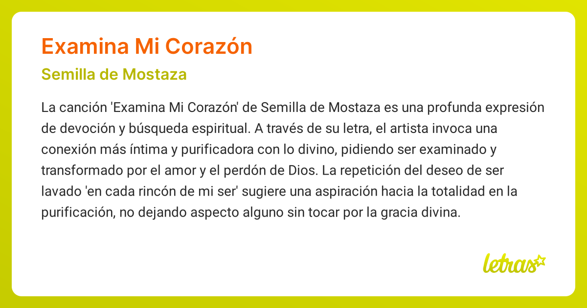 Significado de la canción EXAMINA MI CORAZÓN (Semilla de Mostaza ...