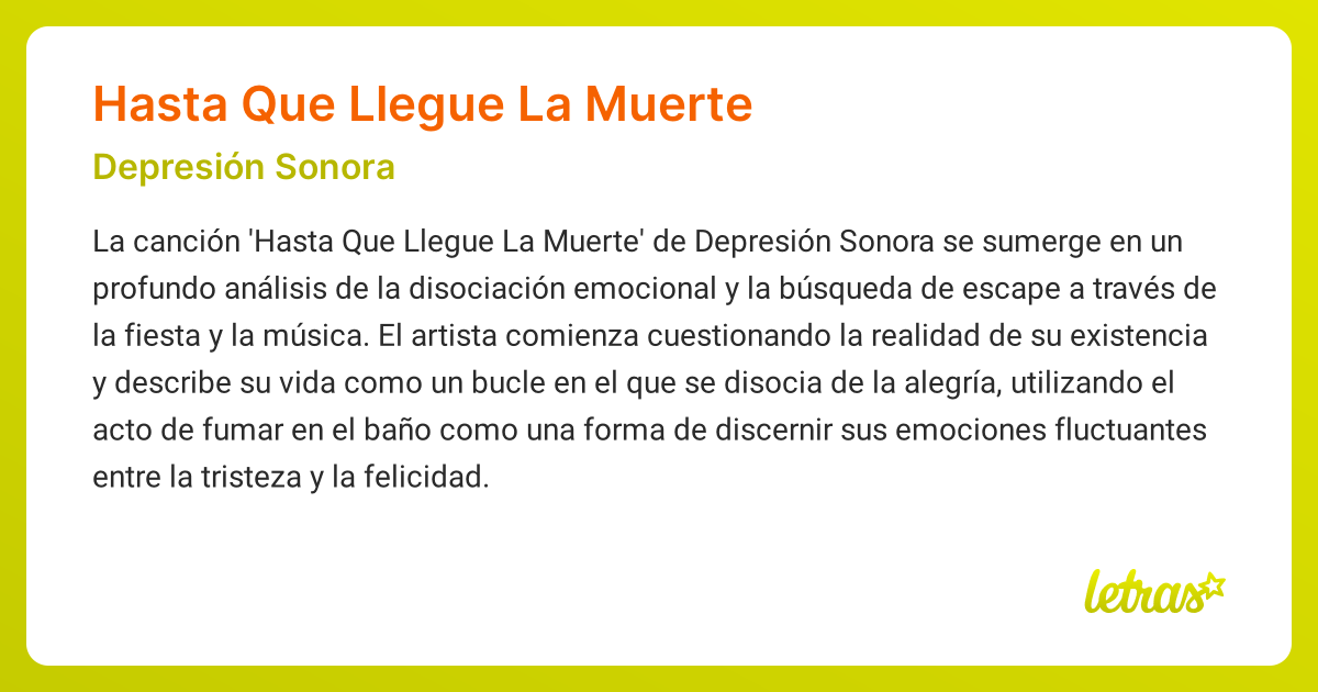 Significado de la canción HASTA QUE LLEGUE LA MUERTE (Depresión Sonora ...