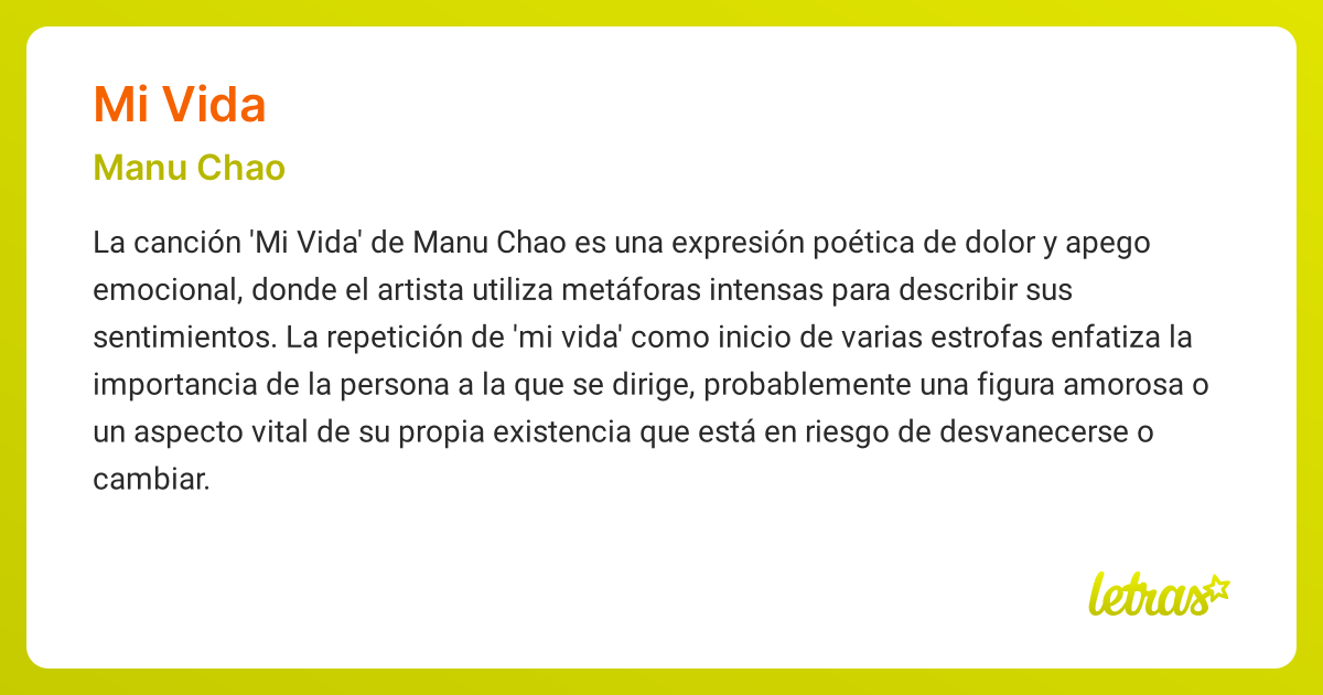 Significado de la canción MI VIDA (Manu Chao) - LETRAS.COM