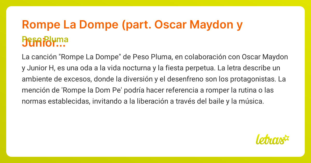 Significado de la canción Rompe La Dompe (part. Oscar Maydon y Junior H ...