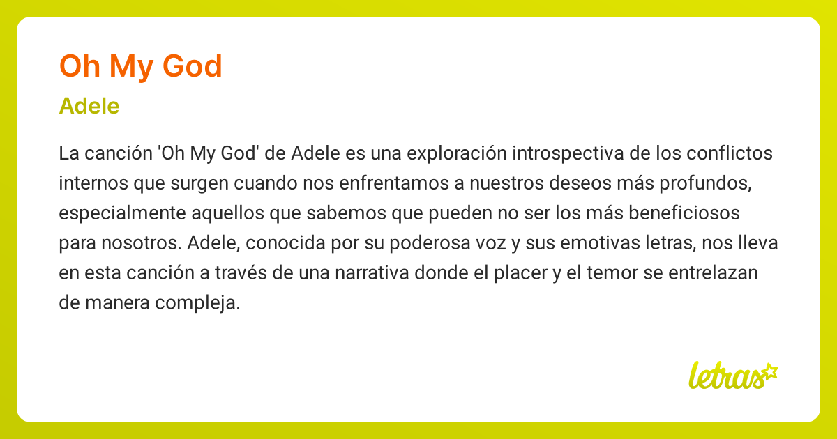 Significado de la canción OH MY GOD (Adele) - LETRAS.COM