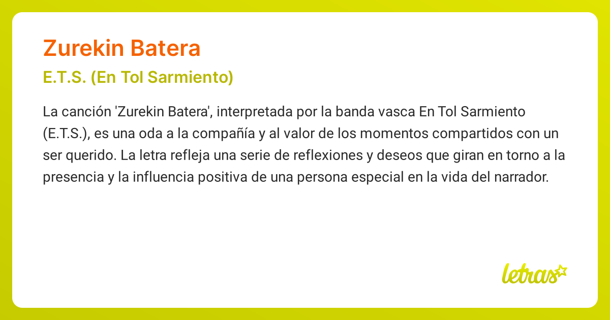 Significado de la canción ZUREKIN BATERA (E.T.S. (En Tol Sarmiento ...