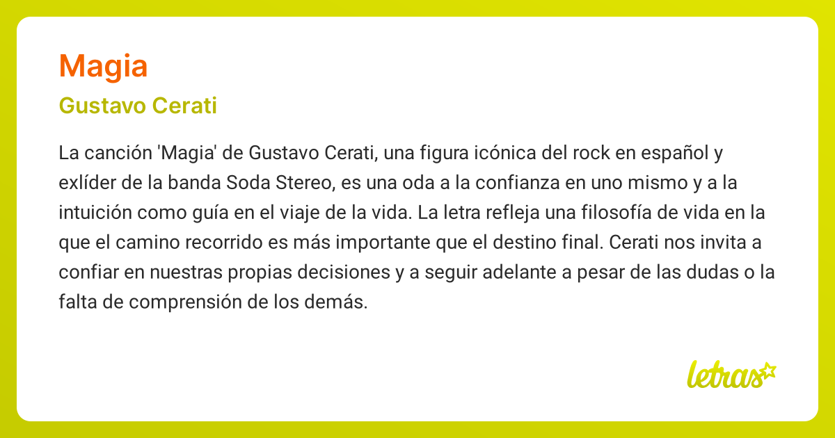 Significado de la canción MAGIA (Gustavo Cerati) - LETRAS.COM
