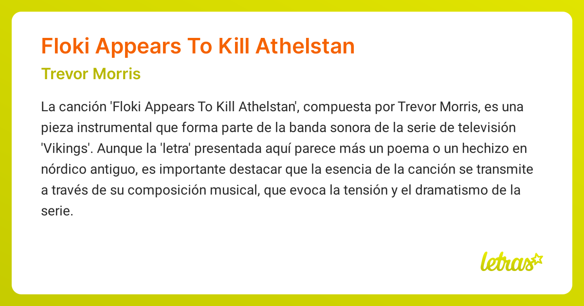 Significado de la canción Floki Appears To Kill Athelstan (Trevor ...