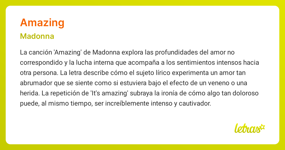 Significado de la canción AMAZING (Madonna) - LETRAS.COM