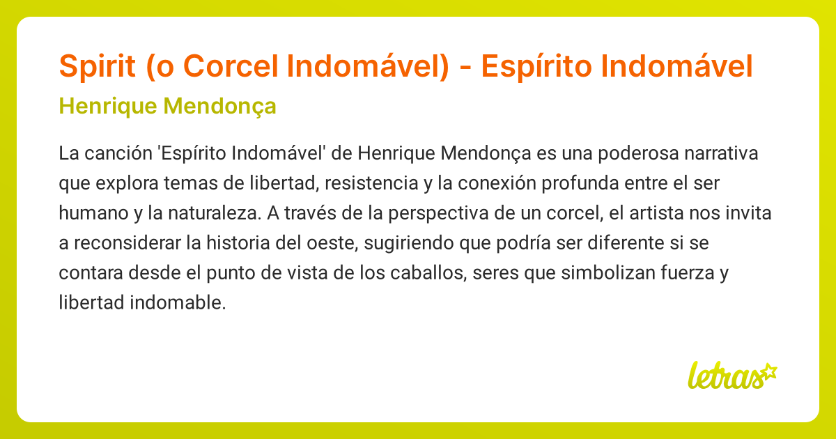 Significado de la canción Spirit (o Corcel Indomável) - Espírito ...