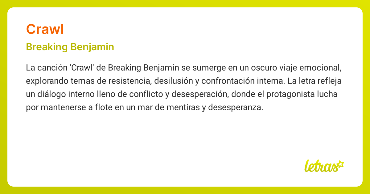 Significado de la canción CRAWL (Breaking Benjamin) - LETRAS.COM