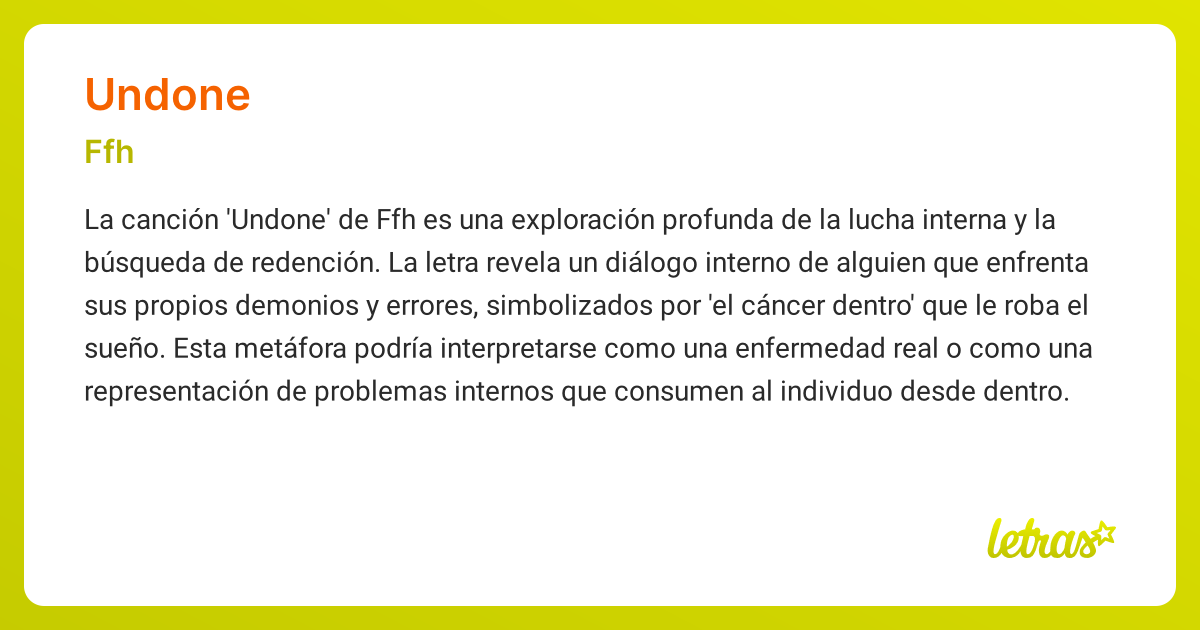 Significado de la canción UNDONE (Ffh) - LETRAS.COM