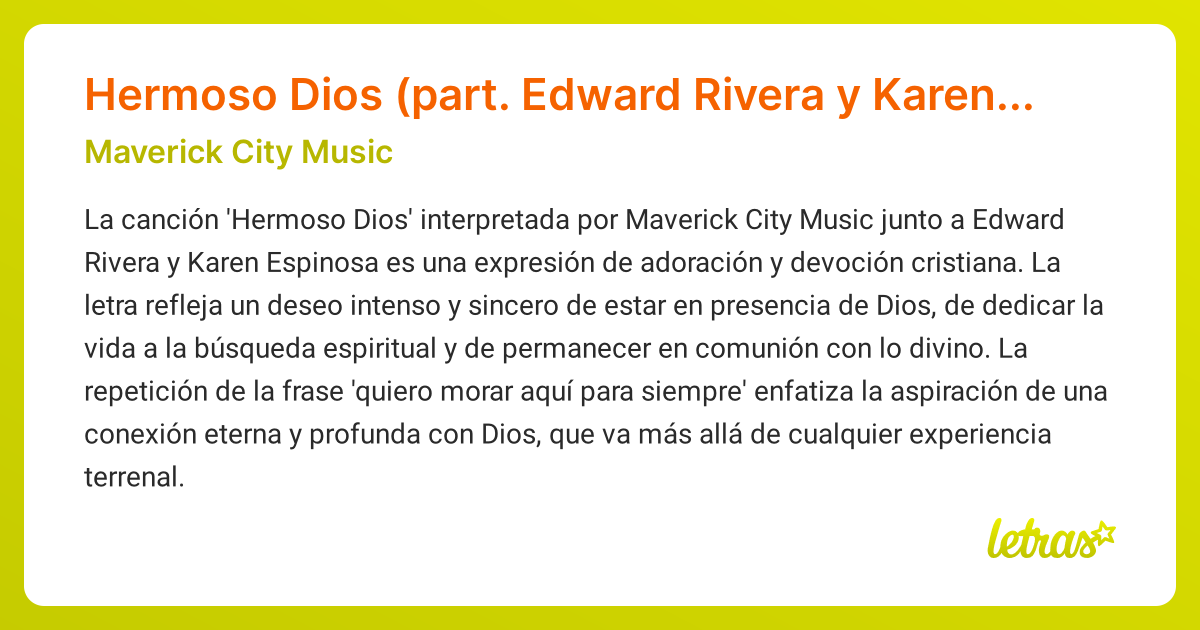 Significado de la canción Hermoso Dios (part. Edward Rivera y Karen ...