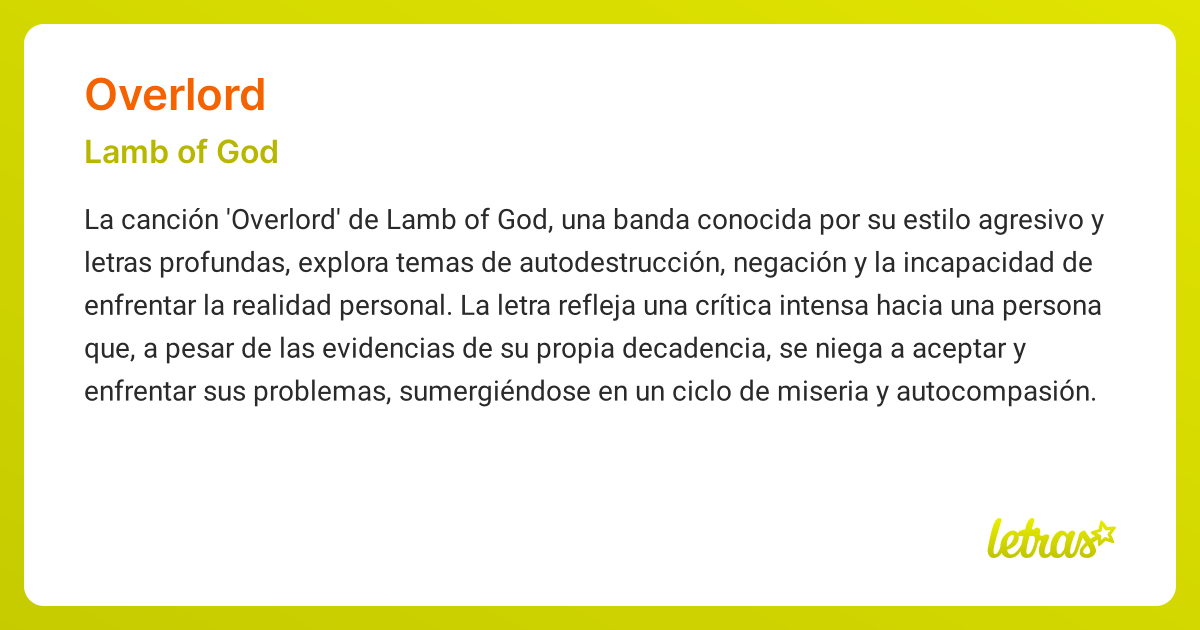 Significado de la canción OVERLORD (Lamb of God) - LETRAS.COM