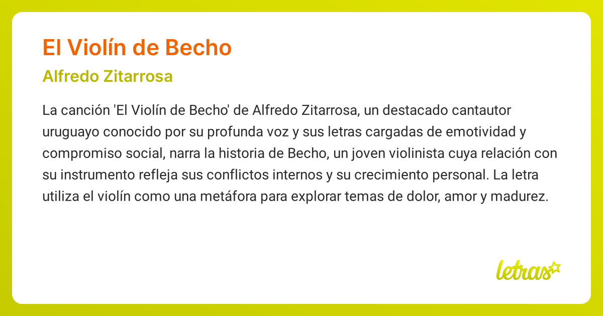 Significado de la canción EL VIOLÍN DE BECHO (Alfredo Zitarrosa ...