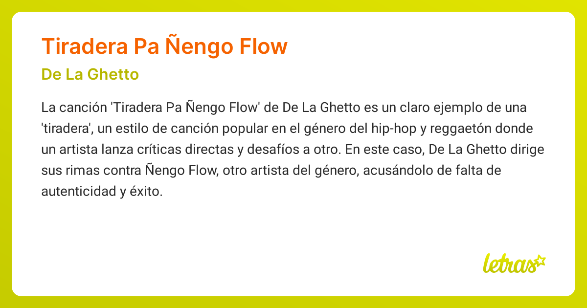 Significado de la canción TIRADERA PA ÑENGO FLOW (De La Ghetto ...