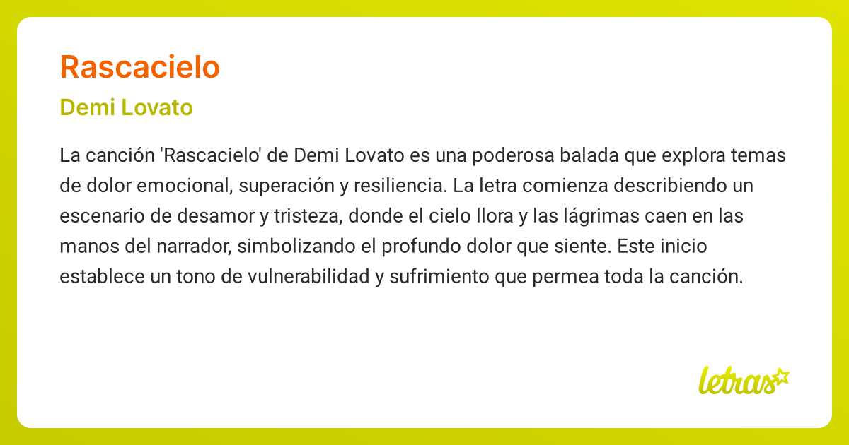 Significado de la canción RASCACIELO (Demi Lovato) - LETRAS.COM