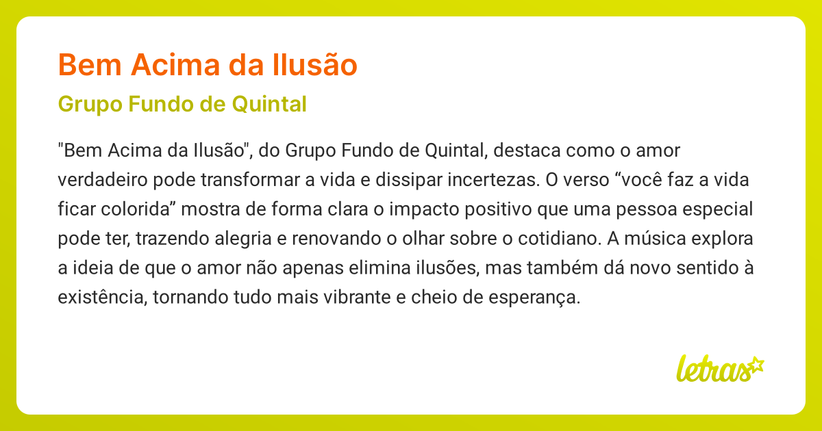 Significado da música BEM ACIMA DA ILUSÃO (Grupo Fundo de Quintal ...