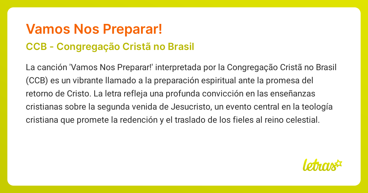 Significado de la canción VAMOS NOS PREPARAR! (CCB - Congregação Cristã ...