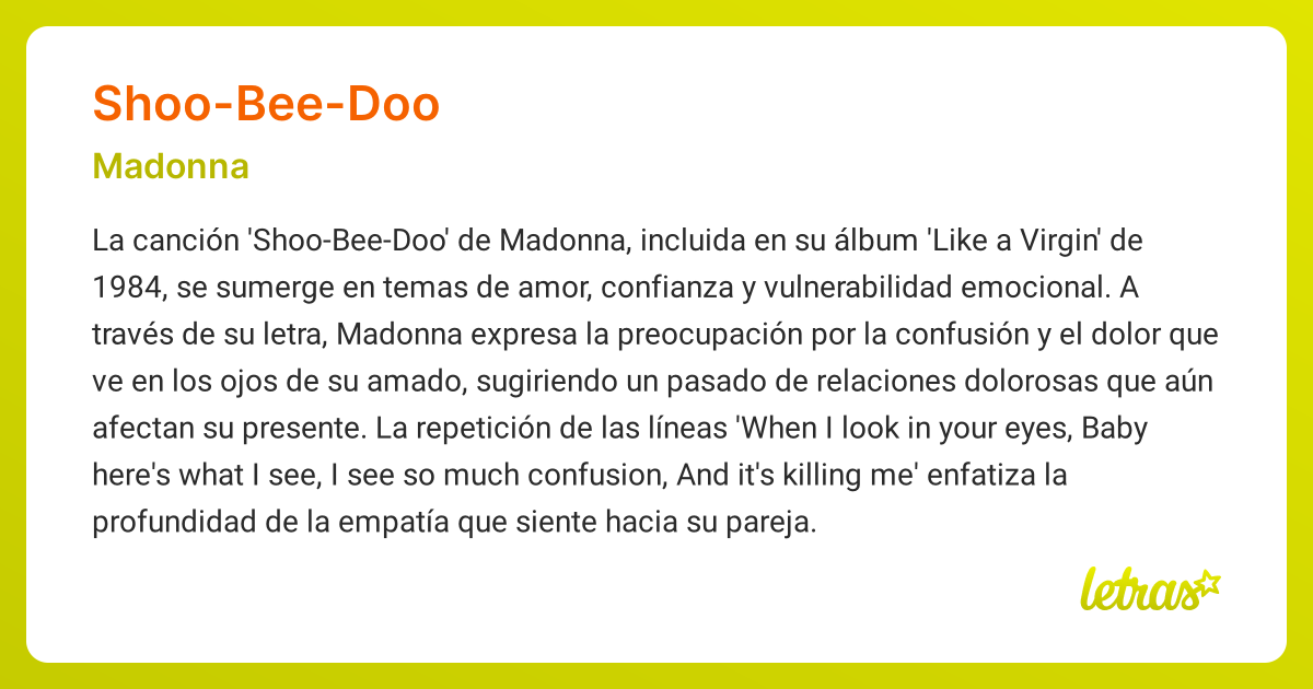 Significado de la canción SHOO-BEE-DOO (Madonna) - LETRAS.COM