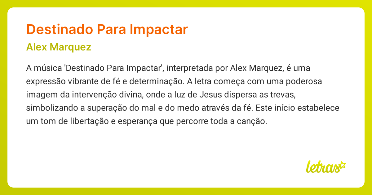 Significado da música DESTINADO PARA IMPACTAR (Alex Marquez) - LETRAS ...