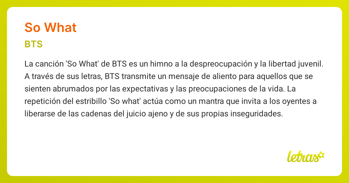 Significado de la canción SO WHAT (BTS) - LETRAS.COM
