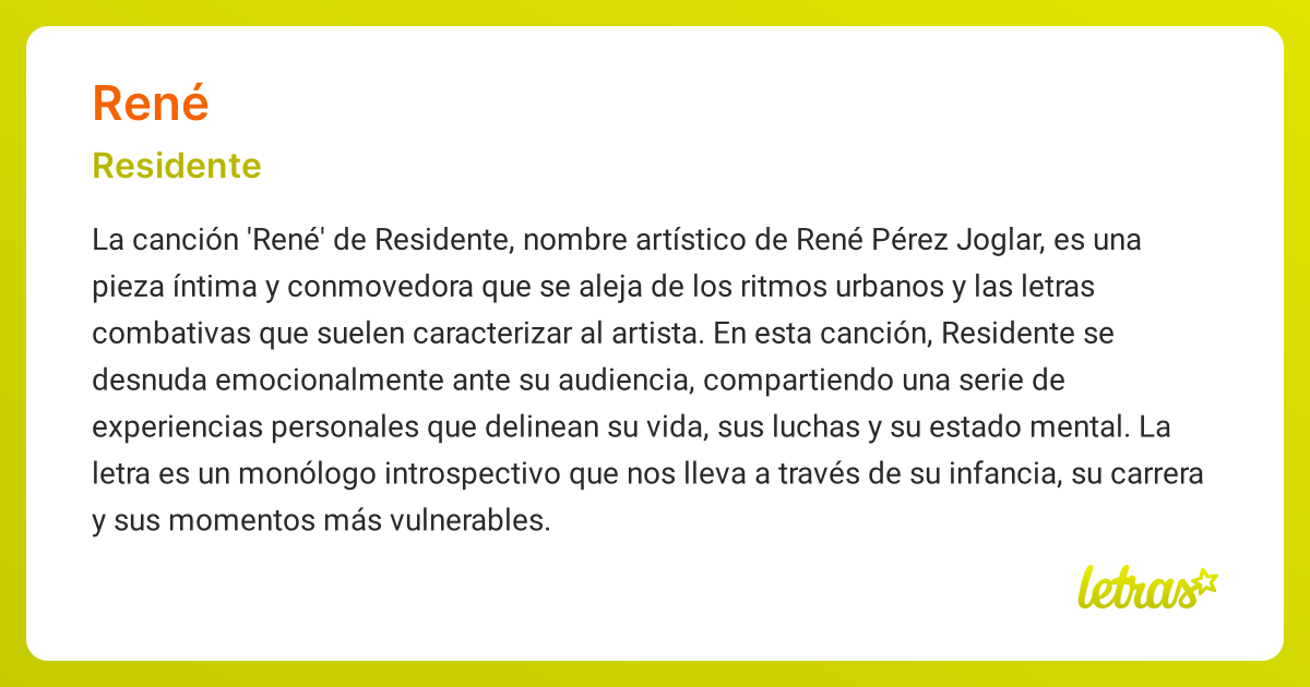 Significado de la canción RENÉ (Residente) - LETRAS.COM