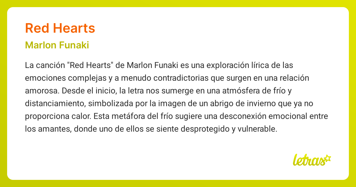Significado de la canción RED HEARTS (Marlon Funaki) - LETRAS.COM