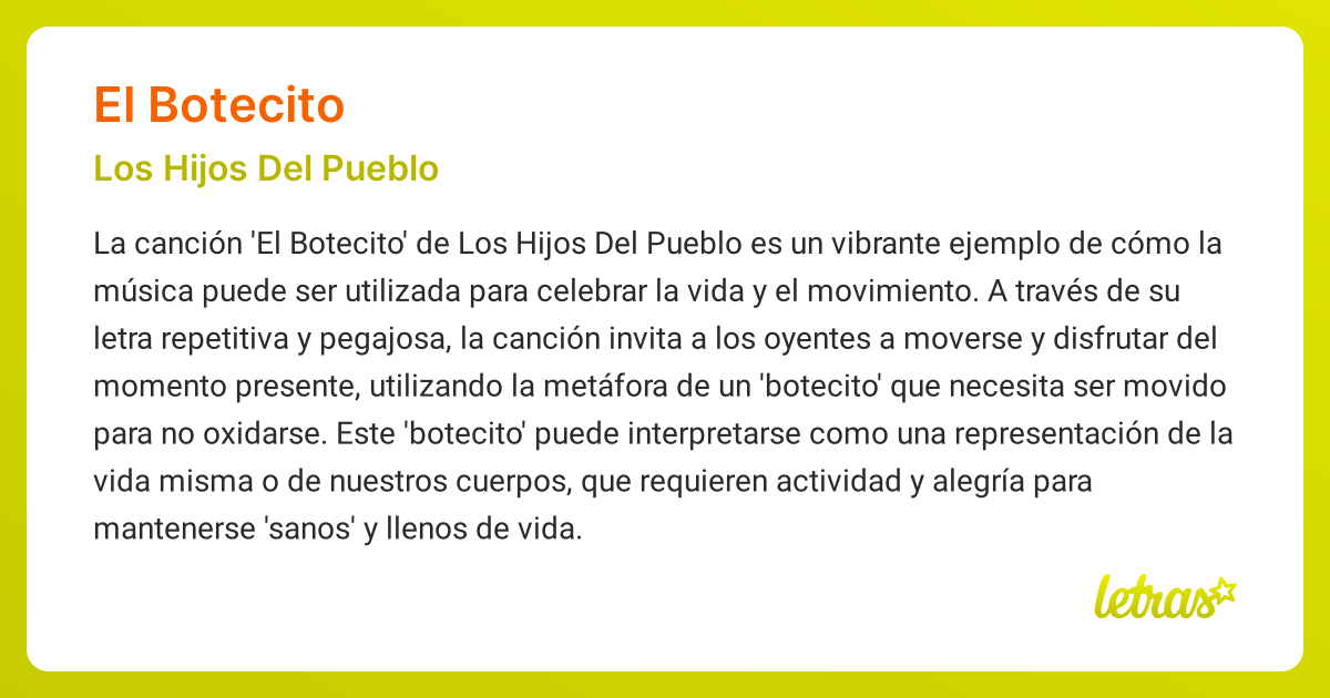 Significado de la canción EL BOTECITO (Los Hijos Del Pueblo) - LETRAS.COM