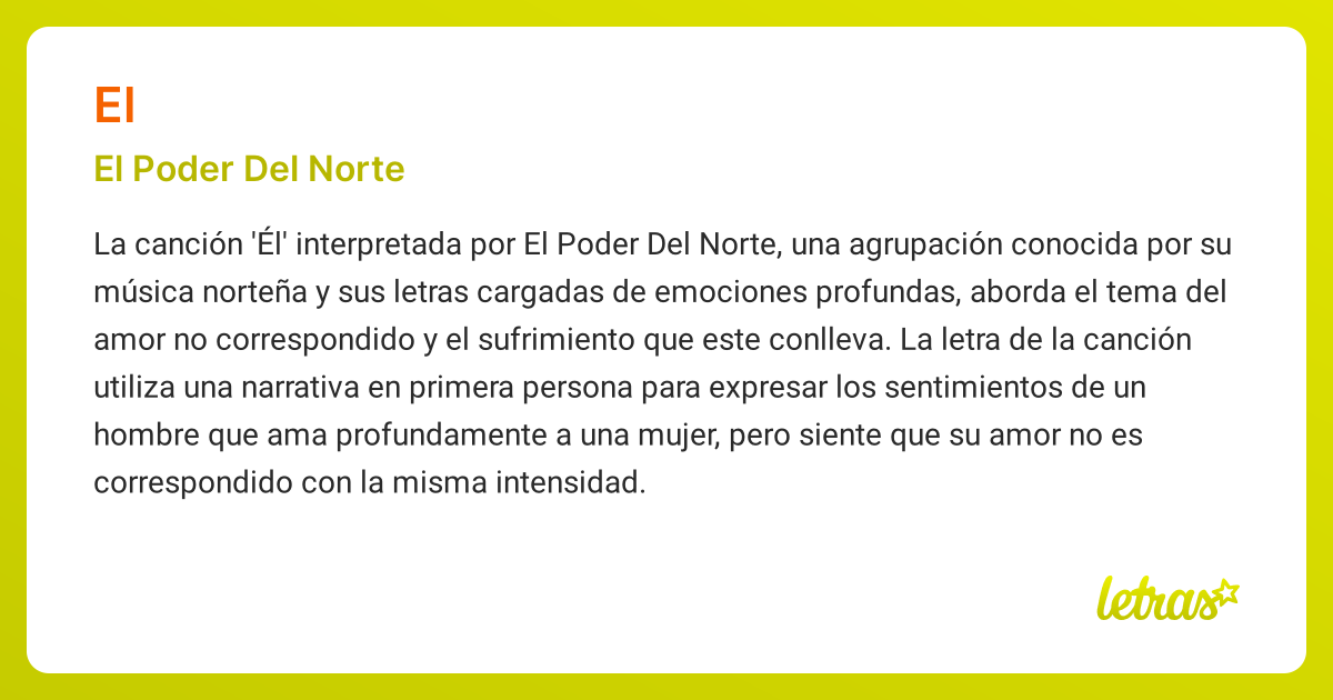 Significado de la canción EL (El Poder Del Norte) - LETRAS.COM