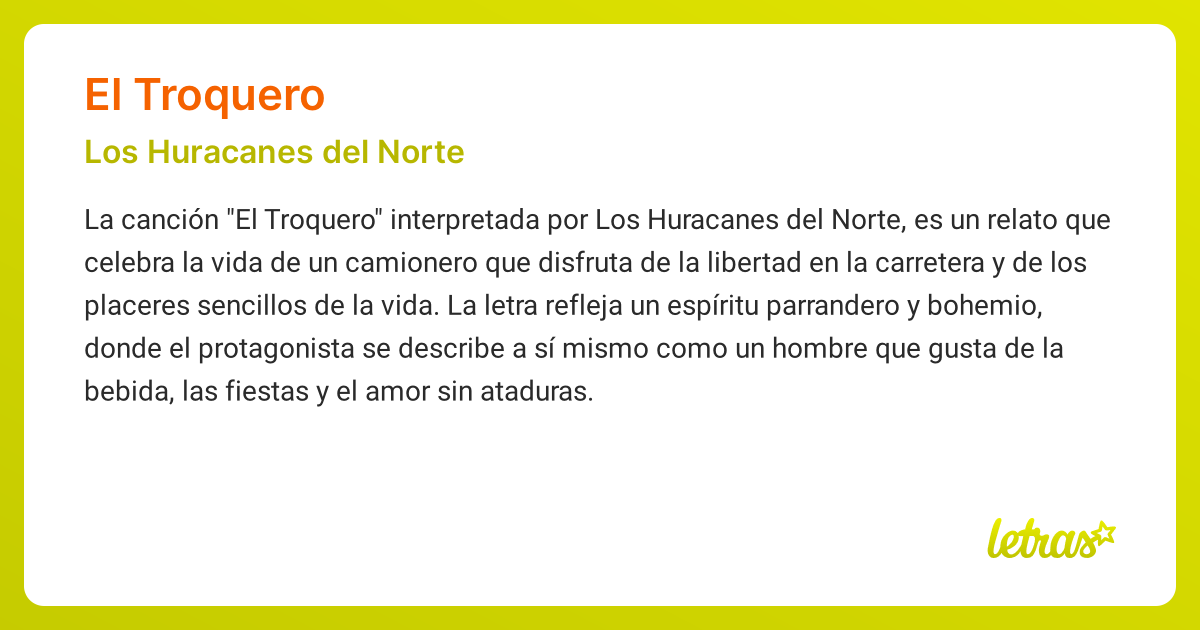 Significado de la canción EL TROQUERO (Los Huracanes del Norte ...