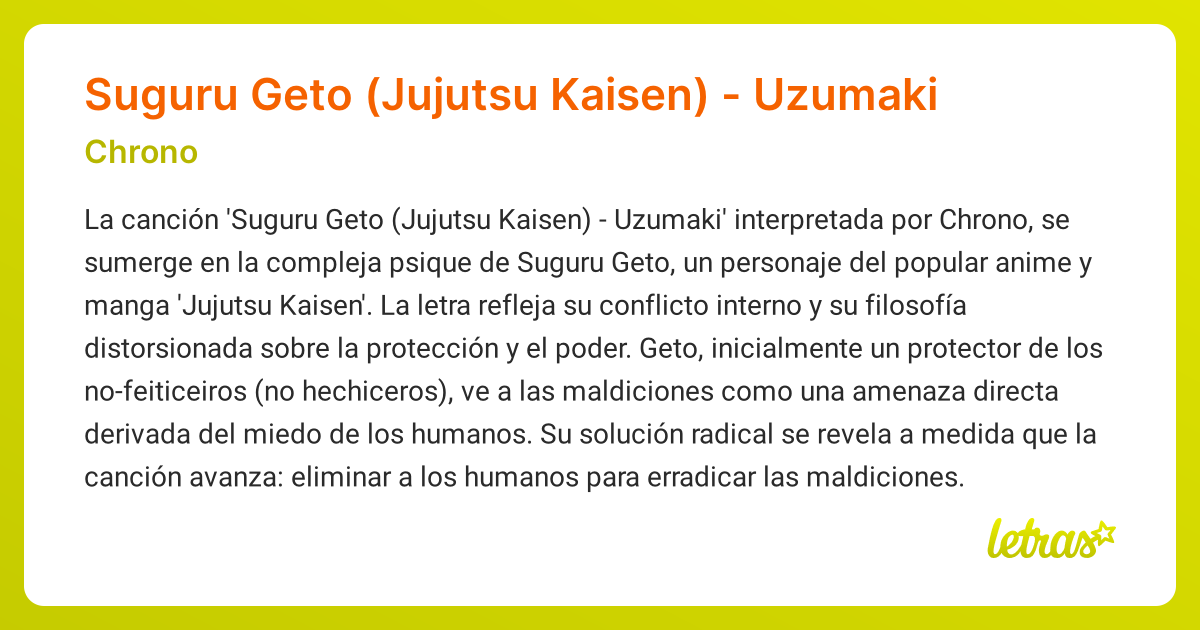 Significado de la canción Suguru Geto (Jujutsu Kaisen) - Uzumaki ...