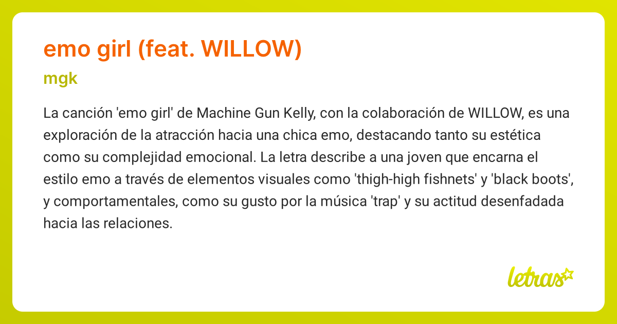 Significado de la canción EMO GIRL (FEAT. WILLOW) (Machine Gun Kelly ...