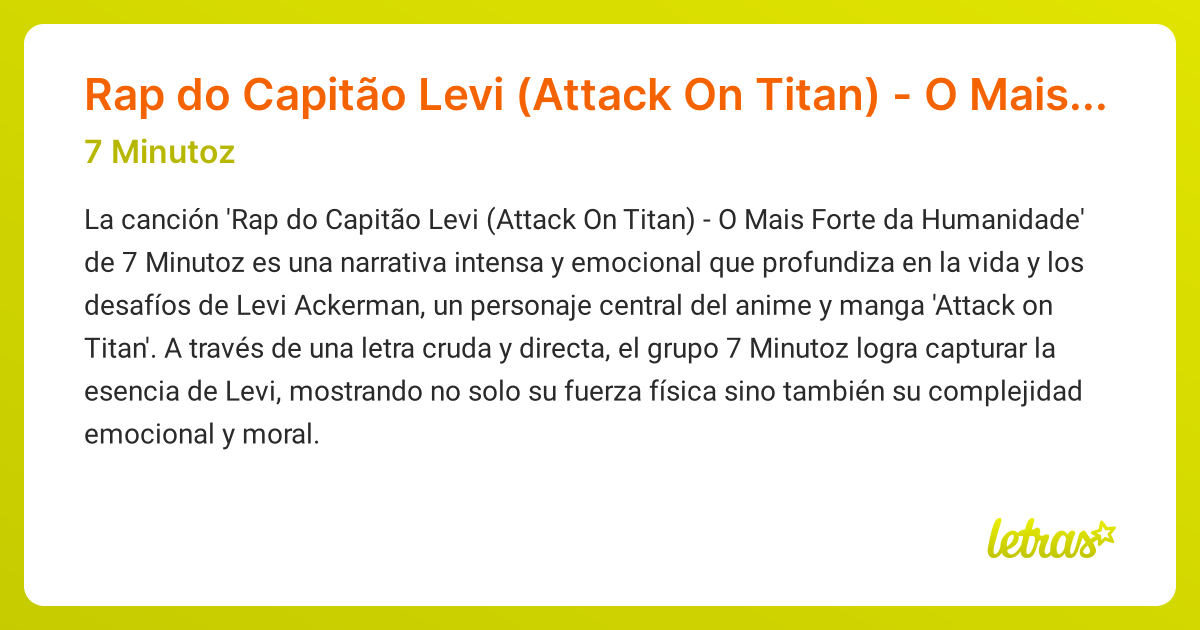 Significado de la canción Rap do Capitão Levi (Attack On Titan) - O Mais Forte da Humanidade (7 ...