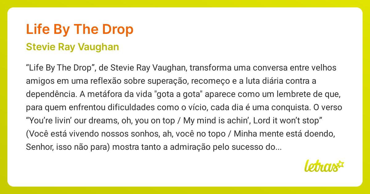 Life By The Drop Meaning