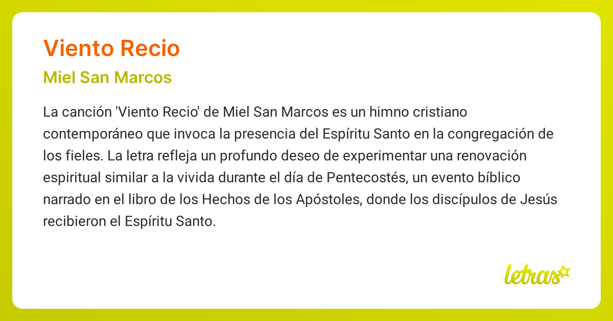 Significado de la canción VIENTO RECIO (Miel San Marcos) - LETRAS.COM