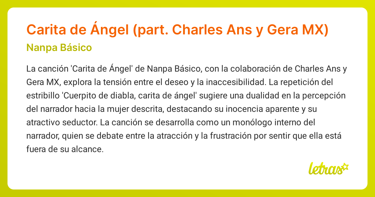 Significado de la canción Carita de Ángel (part. Charles Ans y Gera MX ...