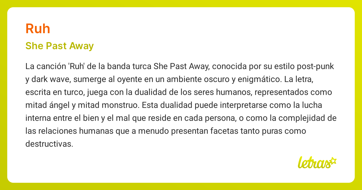 Significado de la canción RUH (She Past Away) - LETRAS.COM