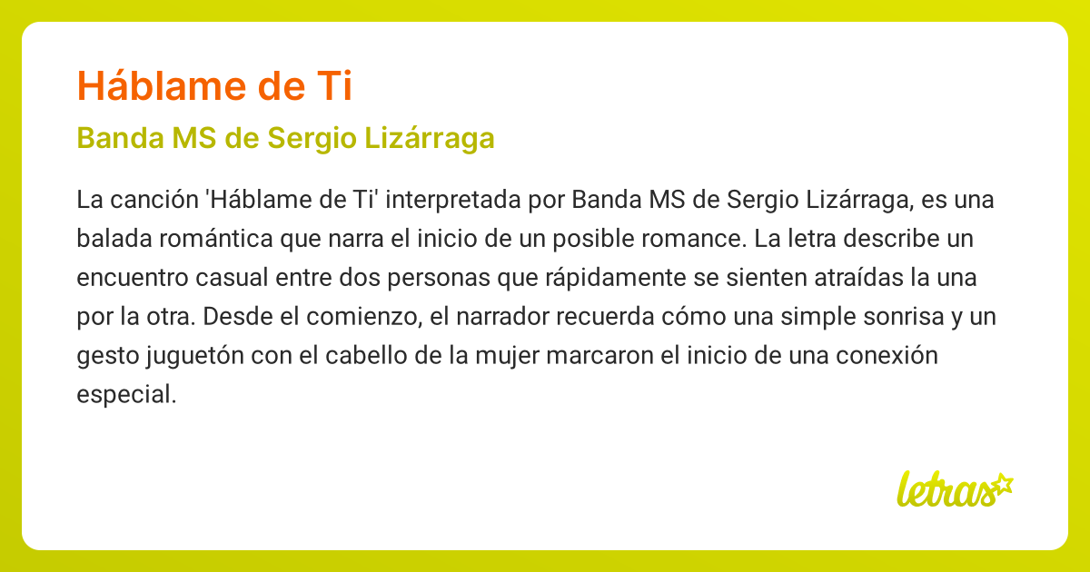 Significado de la canción HÁBLAME DE TI (Banda MS de Sergio Lizárraga ...