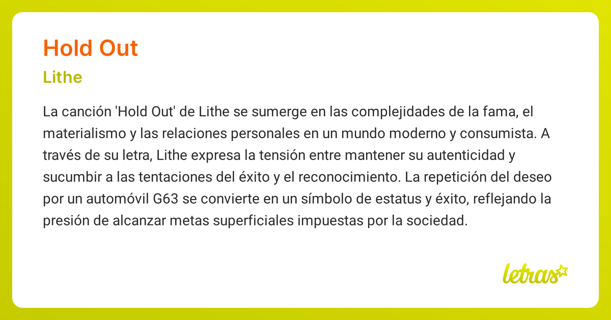 Significado de la canción HOLD OUT (Lithe) - LETRAS.COM